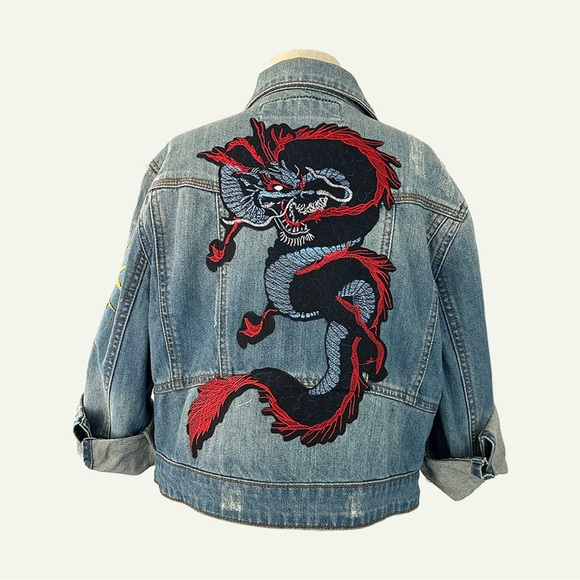 Jackets & Coats | Kids Denim Jacket With Dragon Embroidery | Poshmark